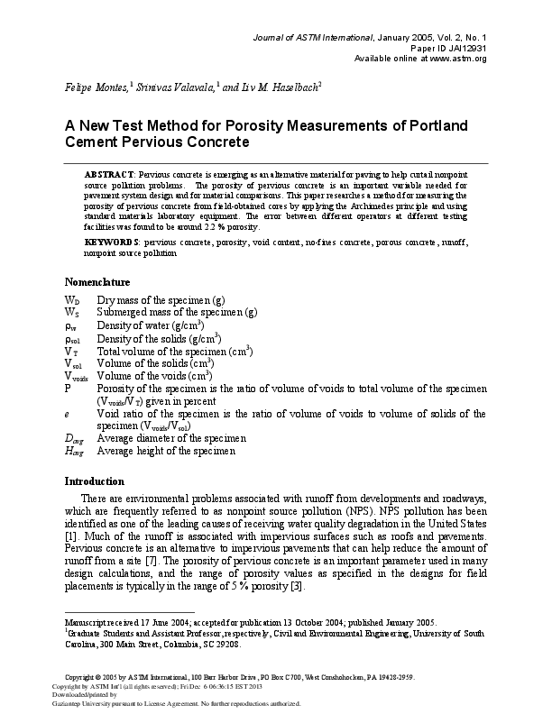 (PDF) A New Test Method for Porosity Measurements of Portland