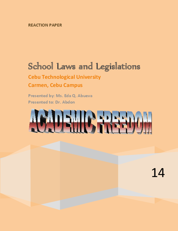 (DOC) ACADEMIC FREEDOM reaction paper by Ms. Eda Abueva