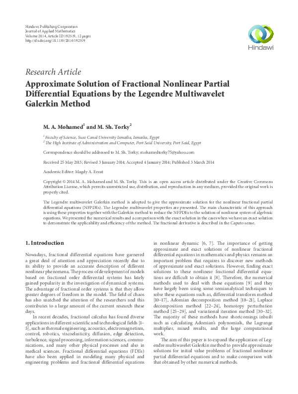 Pdf Approximate Solution Of Fractional Nonlinear Partial Differential Equations By Legendre