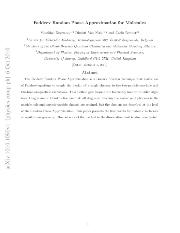 (PDF) Faddeev random-phase approximation for molecules