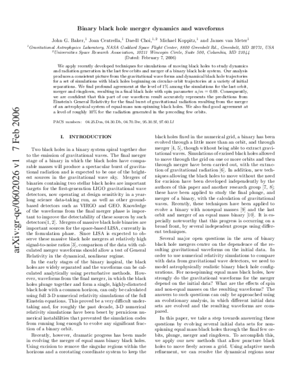 (PDF) Binary black hole merger dynamics and waveforms