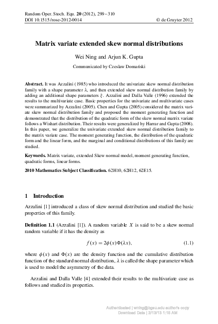 Matrix Variate Extended Skew Normal Distributions