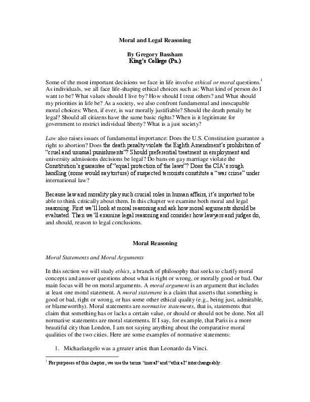 (PDF) Moral and Legal Reasoning