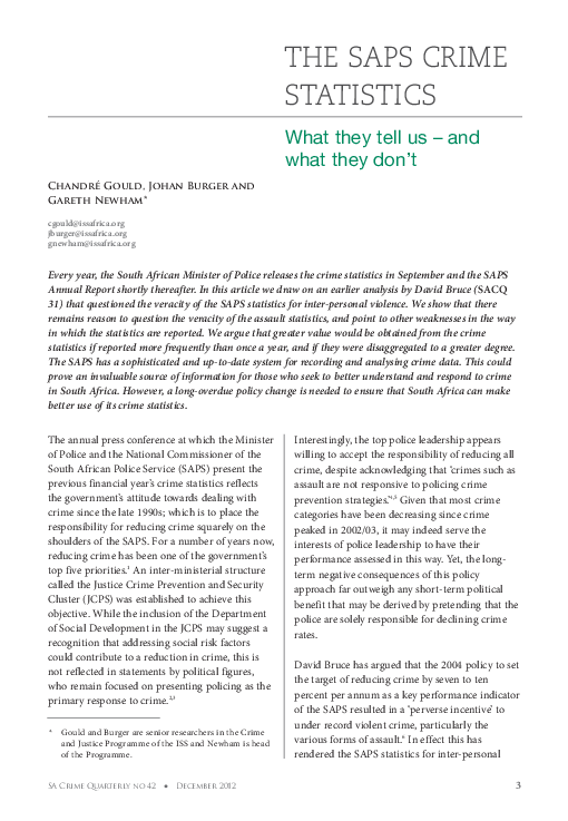 (PDF) The SAPS crime statistics: what they tell us and what they don't