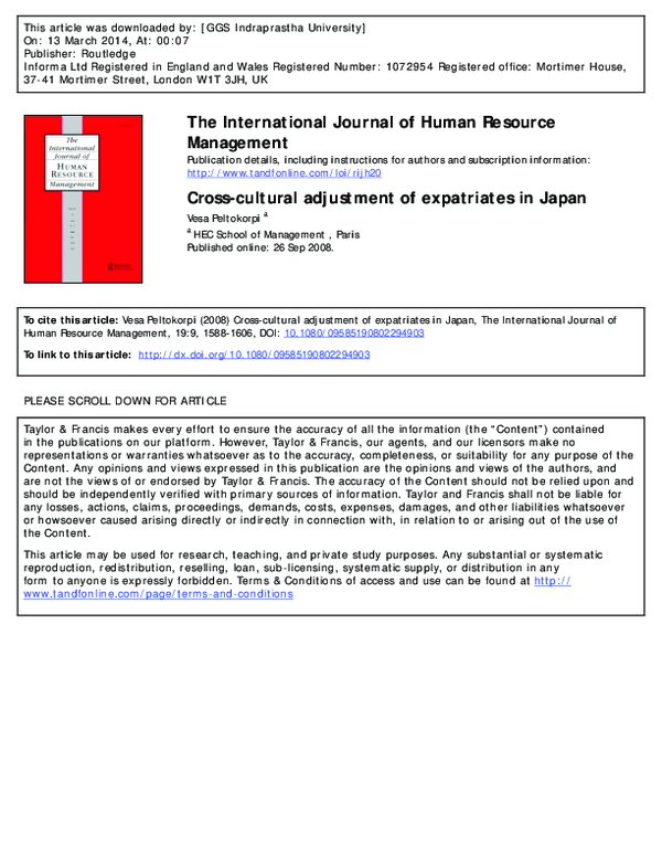 (PDF) Cross-cultural adjustment of expatriates in Japan PLEASE SCROLL ...