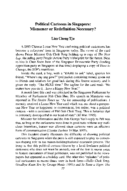 (PDF) Political Cartoons in Singapore: Misnomer or Redefinition Necessary?