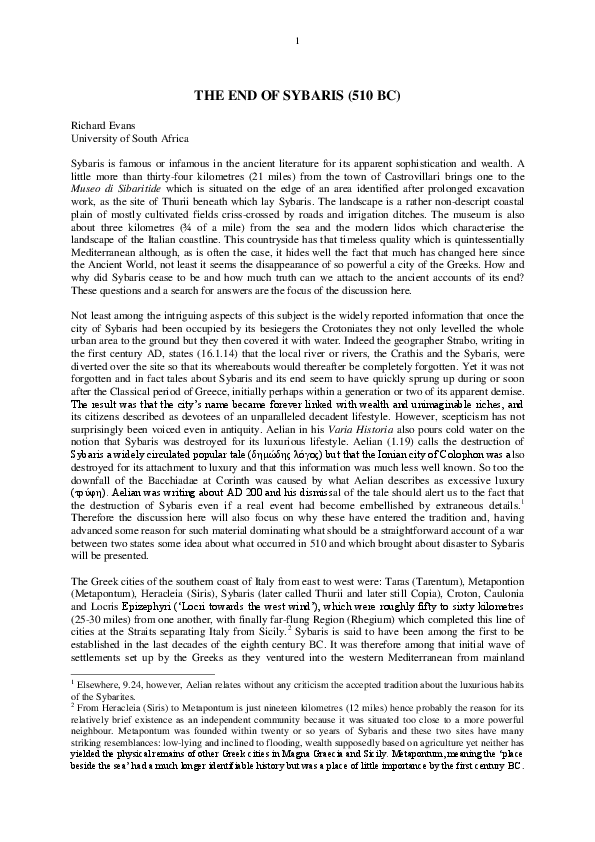 (DOC) The End of Sybaris