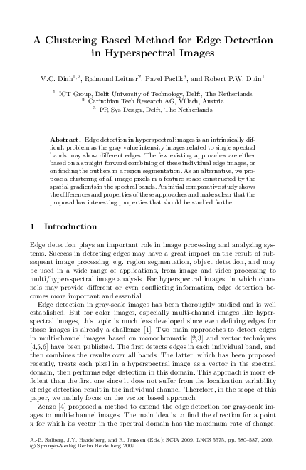 (PDF) A Clustering Based Method for Edge Detection in Hyperspectral Images