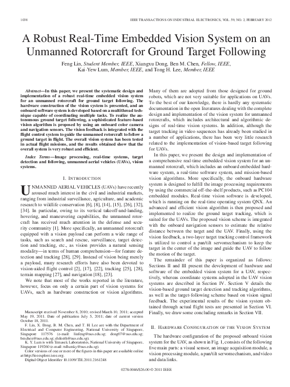 (PDF) A Robust Real-Time Embedded Vision System on an Unmanned Rotorcraft for Ground Target ...