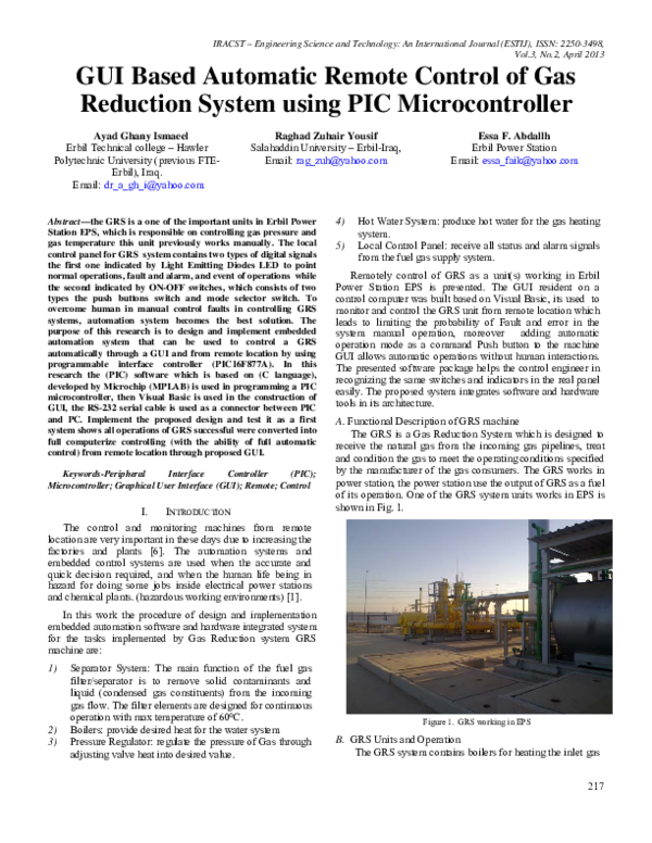 (PDF) GUI Based Automatic Remote Control of Gas Reduction System using ...