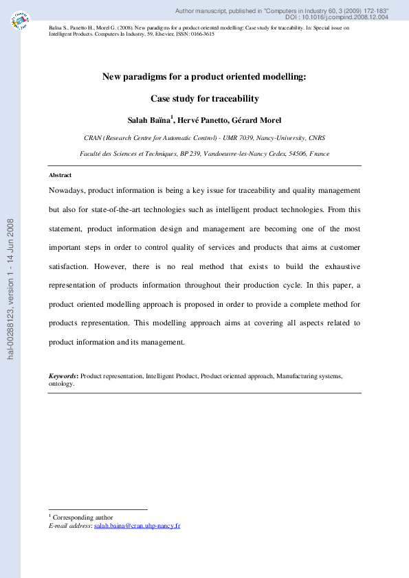 (PDF) New paradigms for a product oriented modelling: Case study for ...