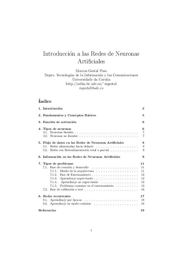 (PDF) Introduccion a las Redes de Neuronas Artificiales