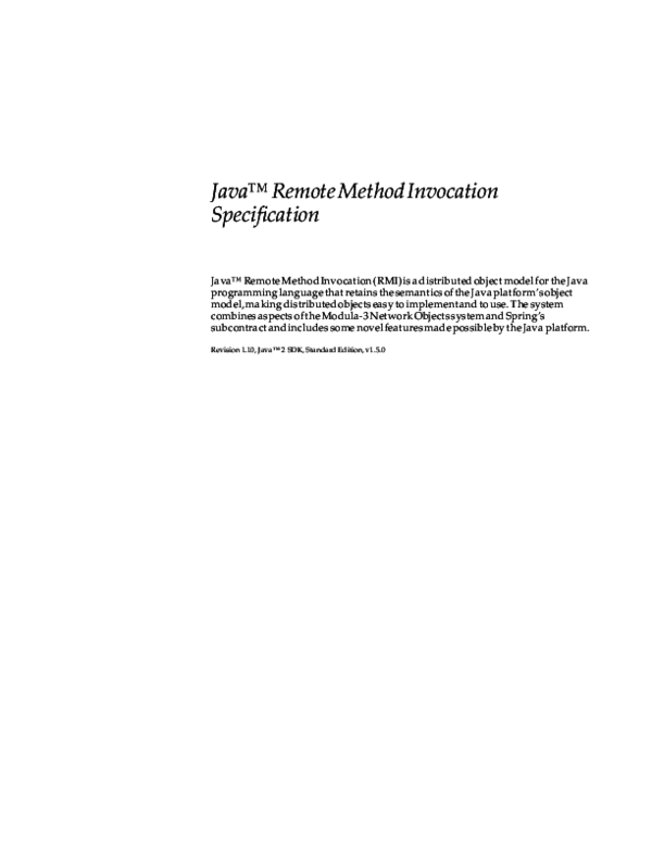 (PDF) Java™ Remote Method Invocation Specification