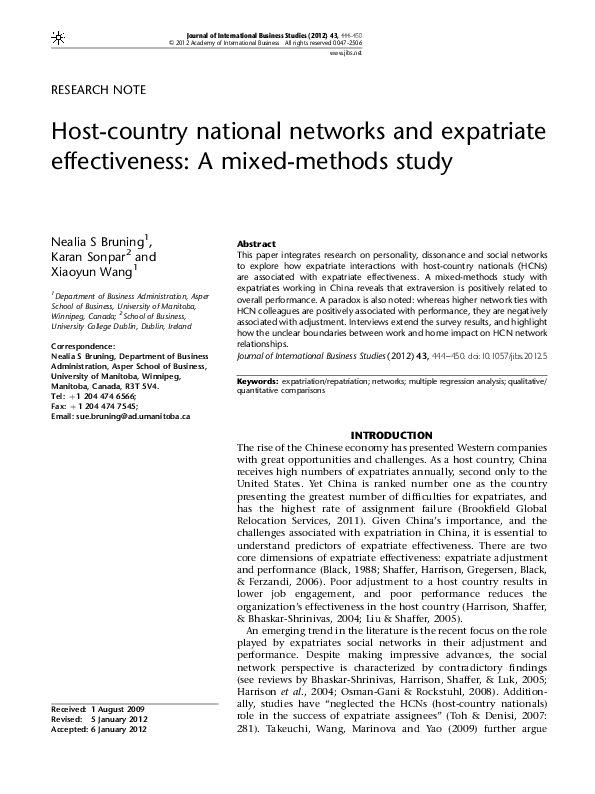 (PDF) Host-country national networks and expatriate effectiveness: A ...