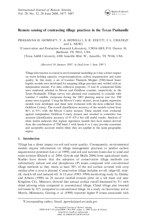 (PDF) Remote sensing of contrasting tillage practices in the Texas Panhandle