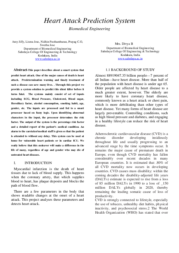 (DOC) HEART ATTACK PREDICTION SYSTEM
