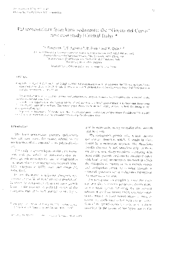 (PDF) Palaeoseismicity from karst sediment: the Grotta del Cervo cave case study