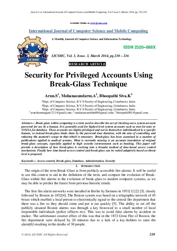 (PDF) Security for Privileged Accounts Using Break-Glass Technique﻿