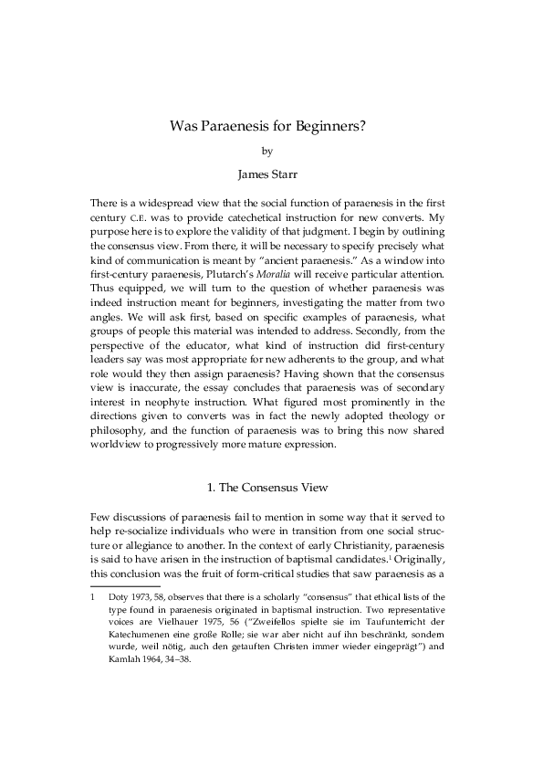 (PDF) Is Paraenesis for Beginners?