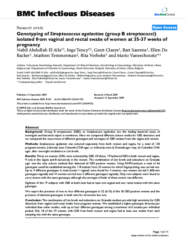(PDF) Genotyping of Streptococcus agalactiae (group B streptococci ...