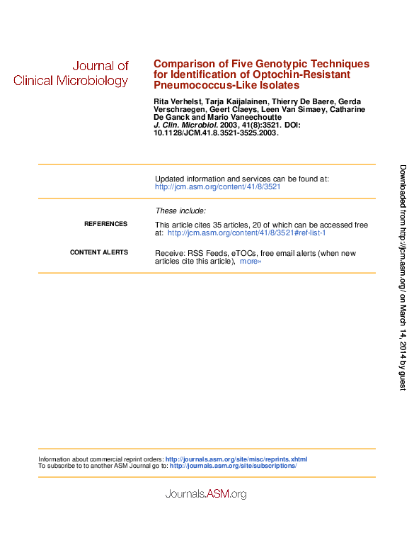 (PDF) Comparison of Five Genotypic Techniques for Identification of ...