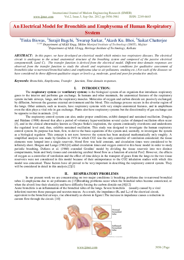 (PDF) An Electrical Model for Bronchitis and Emphysema of Human Respiratory