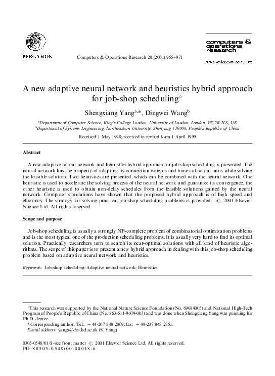 (PDF) A new adaptive neural network and heuristics hybrid approach for job-shop scheduling