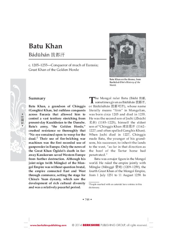 (PDF) Batu Khan 拔都汗
