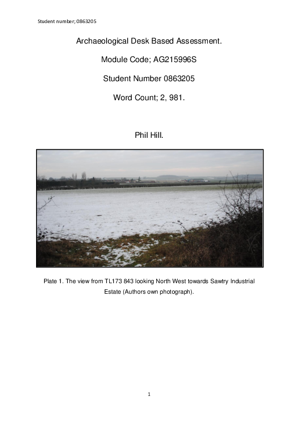 (PDF) Archaeological Desk Based Assessment, Sawtry CAMBS.