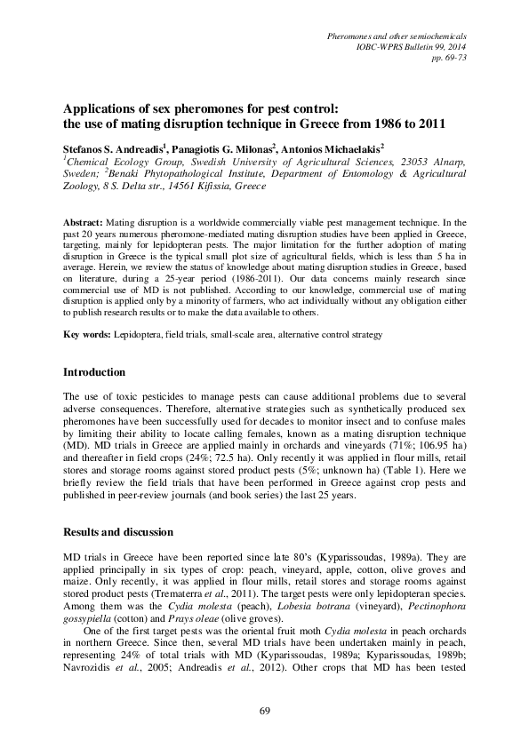 applications Of Sex Pheromones For Pest Control The Use Of Mating