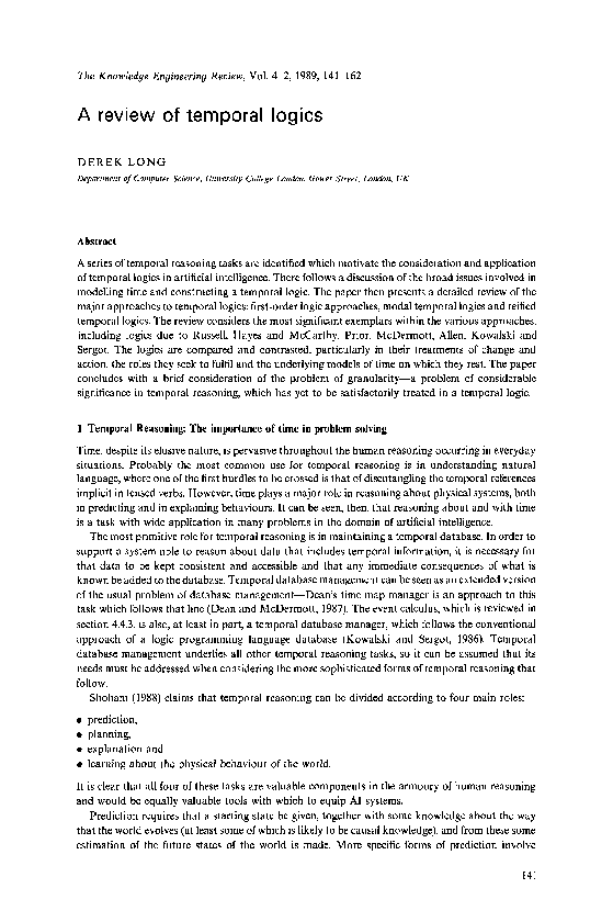 (PDF) A review of temporal logics