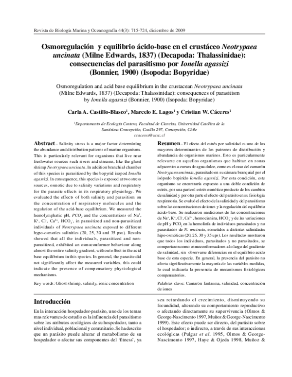 (PDF) Osmoregulación y equilibrio ácido-base en el crustáceo Neotrypaea ...