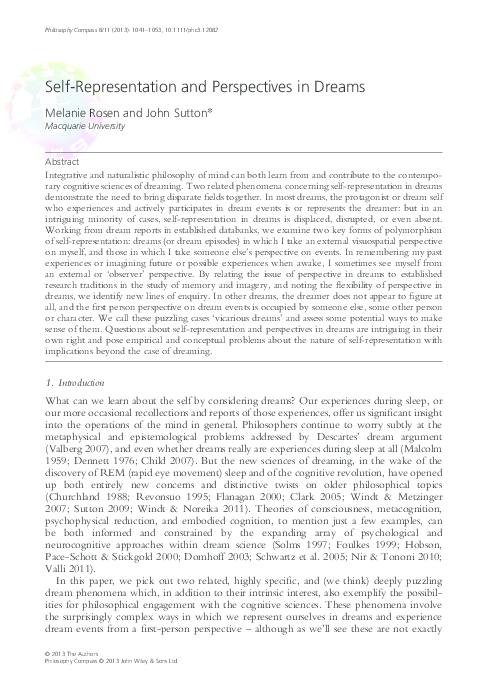 (PDF) Self-Representation and Perspectives in Dreams