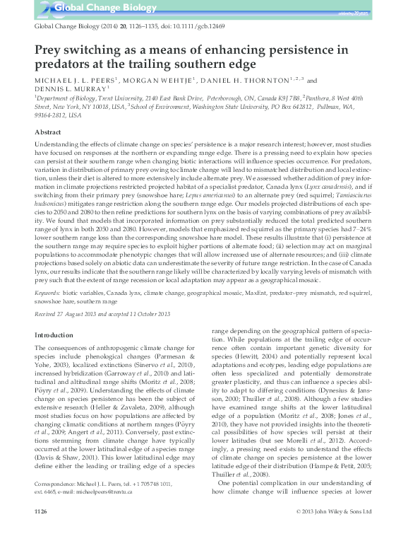 (PDF) Prey switching as a means of enhancing persistence in predators ...