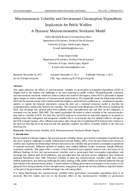 (PDF) Macroeconomic Volatility and Government Consumption Expenditure Implication for Public ...