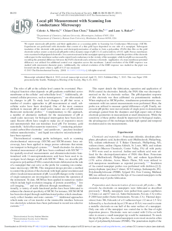(PDF) Local pH Measurement with Scanning Ion Conductance Microscopy