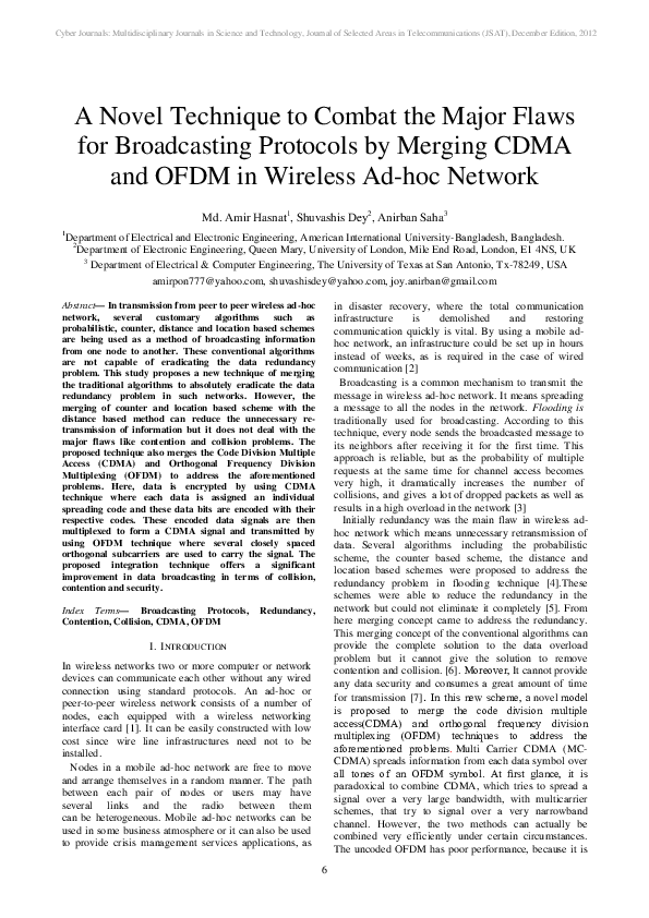 (PDF) A Novel Technique to Combat the Major Flaws for Broadcasting ...