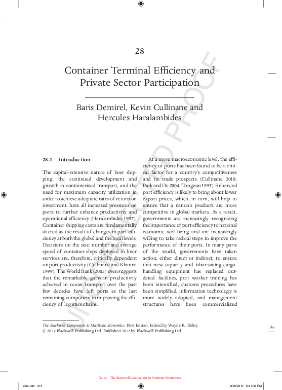 (PDF) Container Terminal Eficiency and Private Sector Participation