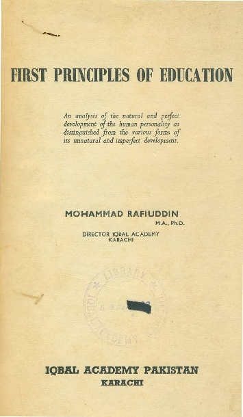 (PDF) FIRST PRINCIPLES OF EDUCATION