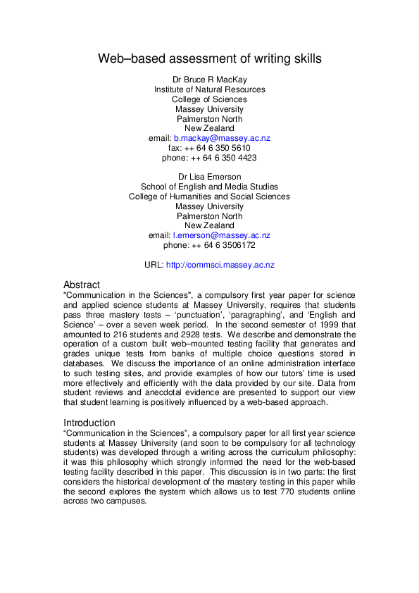 (PDF) Web based assessment of writing skills