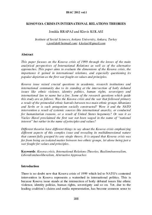 (PDF) Jonilda Rrapaj and Klevis Kolasi, “Kosovo/a Issue in ...