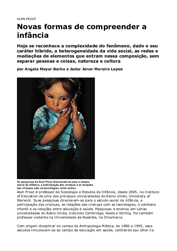 (PDF) Novas formas de compreender a infância