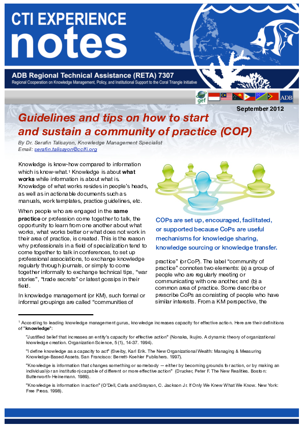 (PDF) Guidelines and Tips on How to Start and Sustain a Community of ...