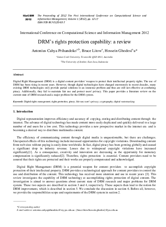 (PDF) DRM's rights protection capability: a review