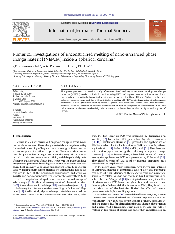 (PDF) Numerical investigations of unconstrained melting of nano ...