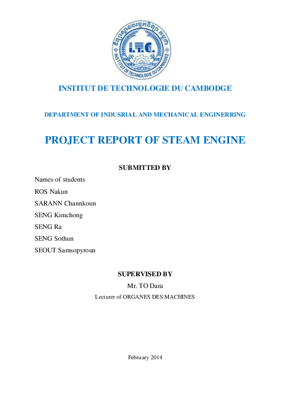 (DOC) Steam engine Project report