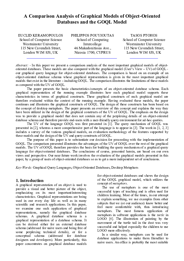 Pdf A Comparison Analysis Of Graphical Models Of Object Oriented