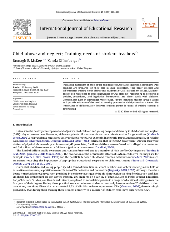 (PDF) Child abuse and neglect: Training needs of student teachers