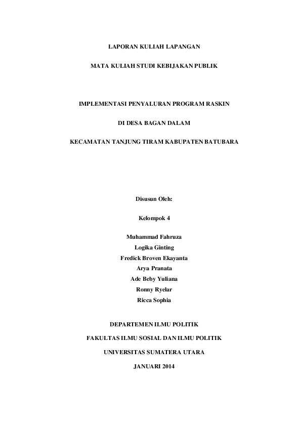 (DOC) Studi Kebijakan Publik: Penelitian Implementasi Program Raskin di ...