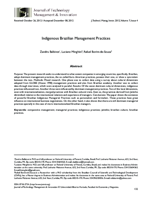 (PDF) Indigenous Brazilian Management Practices